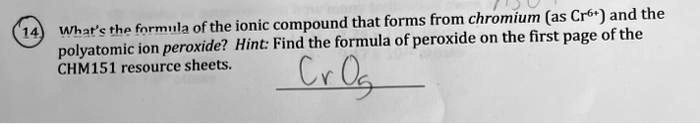 SOLVED: What is the formula of the ionic compound that forms from ...