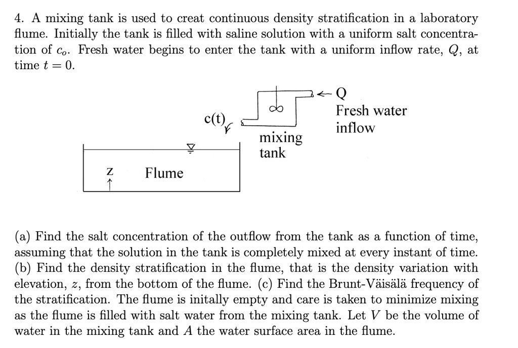 4. A mixing tank is used to creat continuous density stratification in ...