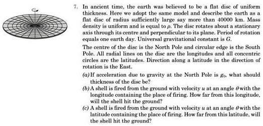 7. In ancient time, the earth was believed to be a flat disc of uniform ...