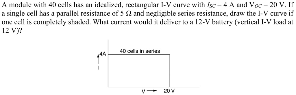a module with 40 cells has an idealized rectangular i v curve with isc ...