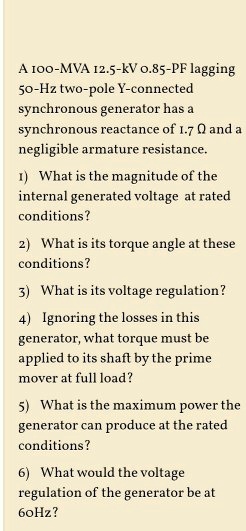 a 100 mva 125 kv o85 pf lagging 5o hz two pole y connected synchronous ...