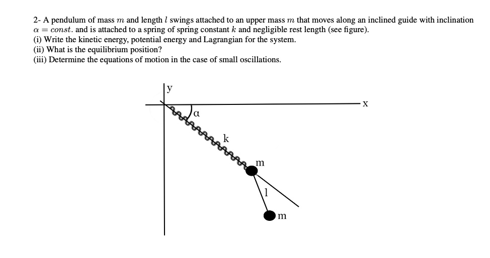 2- A pendulum of mass m and length l swings attached to an upper mass m ...
