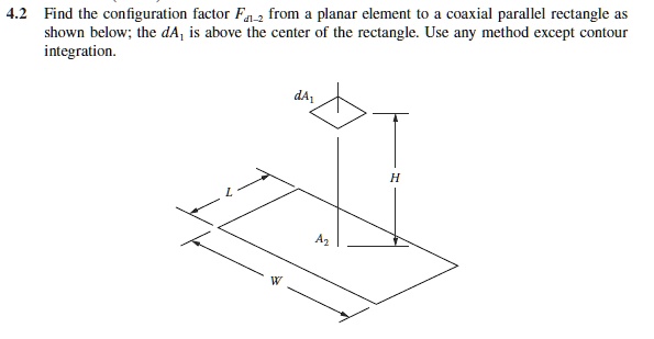 4.2 Find the configuration factor FdA1-2 from a planar element to a ...