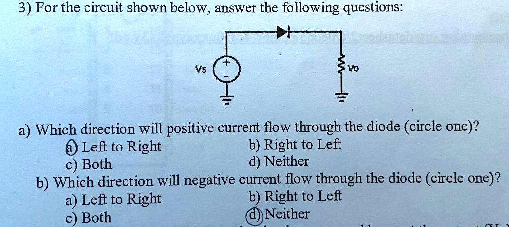 3) For the circuit shown below, answer the following questions: Vs Vo a ...