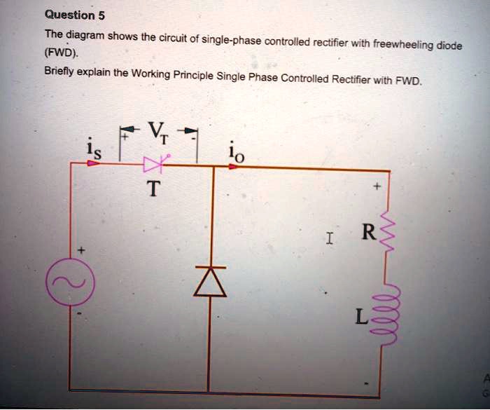 Question 5 The diagram shows the circuit of single-phase controlled ...
