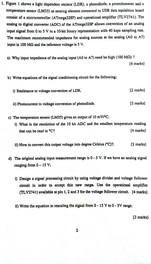 SOLVED: Figure I shows a light-dependent resistor (LDR), a photodiode, a potentiometer, and a ...