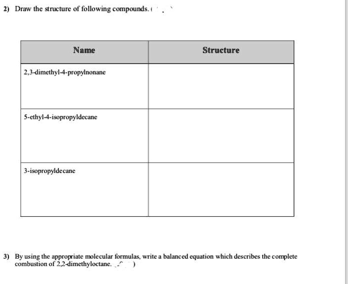 SOLVED: Draw the structure of following compounds: Structure 2,3 ...