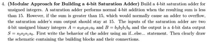 Digital Logic Design: Modular Approach for Building a 4-bit Saturation Adder 4. (Modular ...