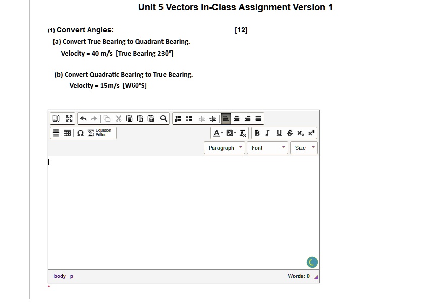 SOLVED:Unit 5 Vectors In-Class Assignment Version 1 (1) Convert Angles ...