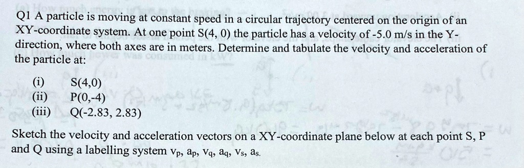 SOLVED: Q1: A particle is moving at a constant speed in a circular trajectory centered on the ...