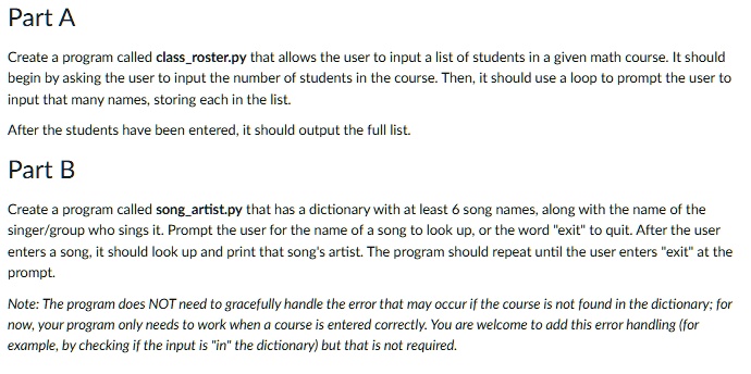 SOLVED: For pythonPart ACreate a program called classroster.py that ...