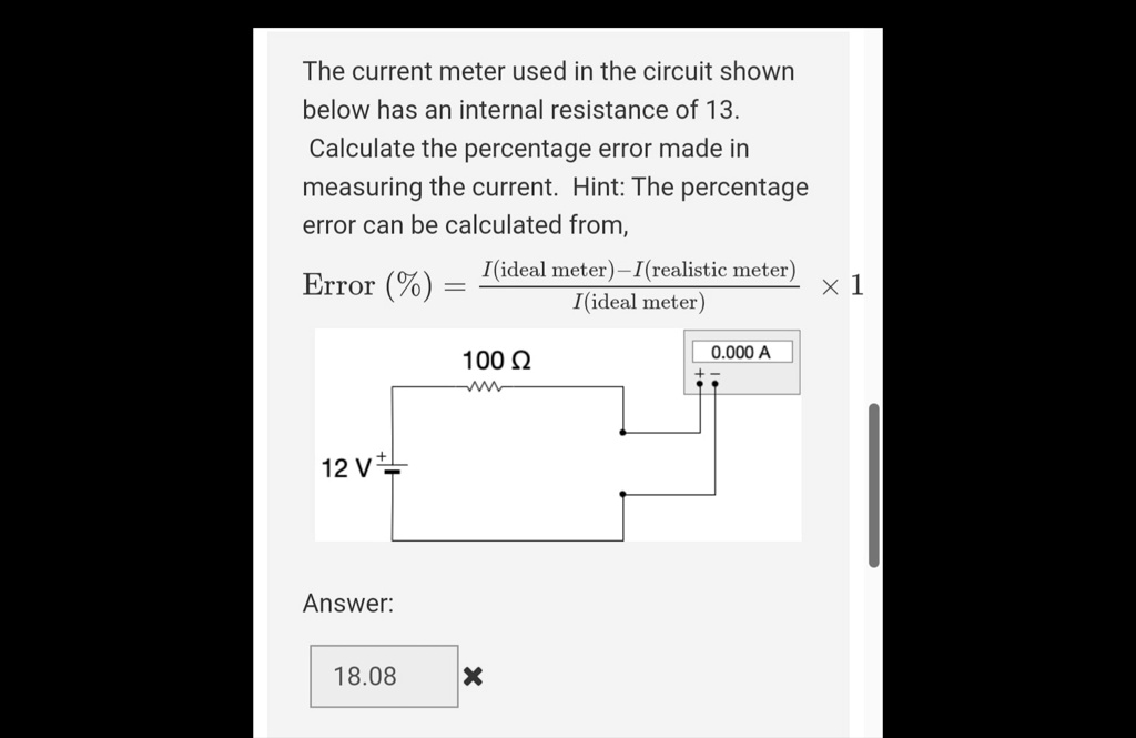 The current meter used in the circuit shown below has an internal ...