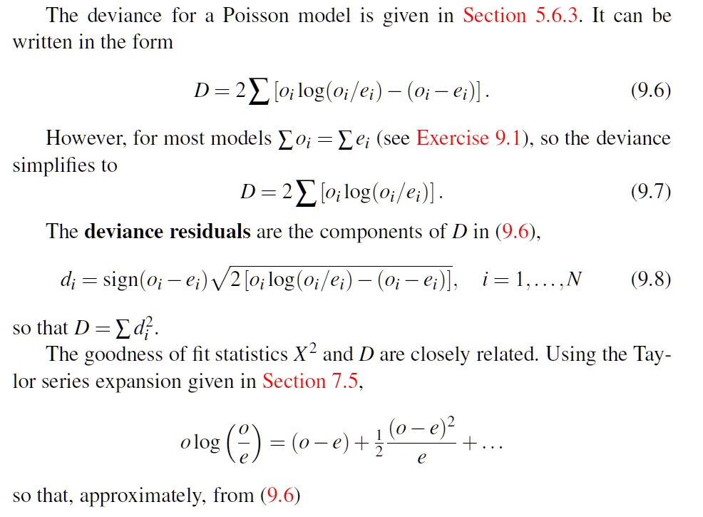 the deviance for poisson model is given in section 563 it can be written in the form d 2 e ...