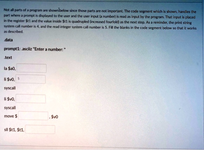 Not all parts of a program are shown below since those parts are not important. The code segment ...