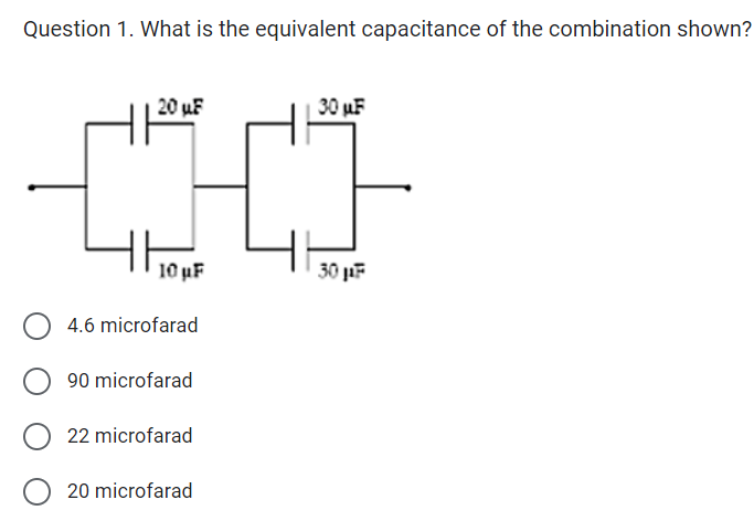SOLVED: Question 1. What is the equivalent capacitance of the ...