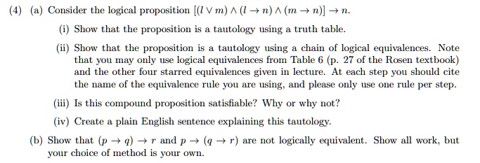 SOLVED: Consider the logical proposition [([ V m) ^ (l = n) ^ (m ... SOLVED: Consider the logical proposition [([ V m) ^ (l = n) ^ (m ...