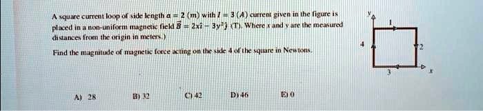 SOLVED: Texts: A square current loop of side length a = 2 m with I = 3 A current, as shown in ...