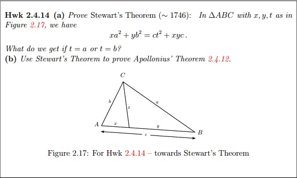 SOLVED:Hwk 2.4.14 Prove Stewart' s Theorem 1746): In AABC with €,y ... SOLVED:Hwk 2.4.14 Prove Stewart' s Theorem 1746): In AABC with €,y ...
