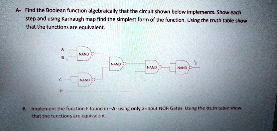 Solved Find The Boolean Function Algebraically That The Circuit Shown Below Implements Show