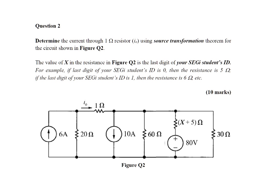 Solved Determine The Current Through 1 Resistor Io Using Source Transformation Theorem For 1457