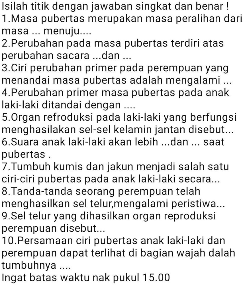 SOLVED: kak tolongin yg titik2-nya diisi yak!! Isilah titik dengan ... SOLVED: kak tolongin yg titik2-nya diisi yak!! Isilah titik dengan ...