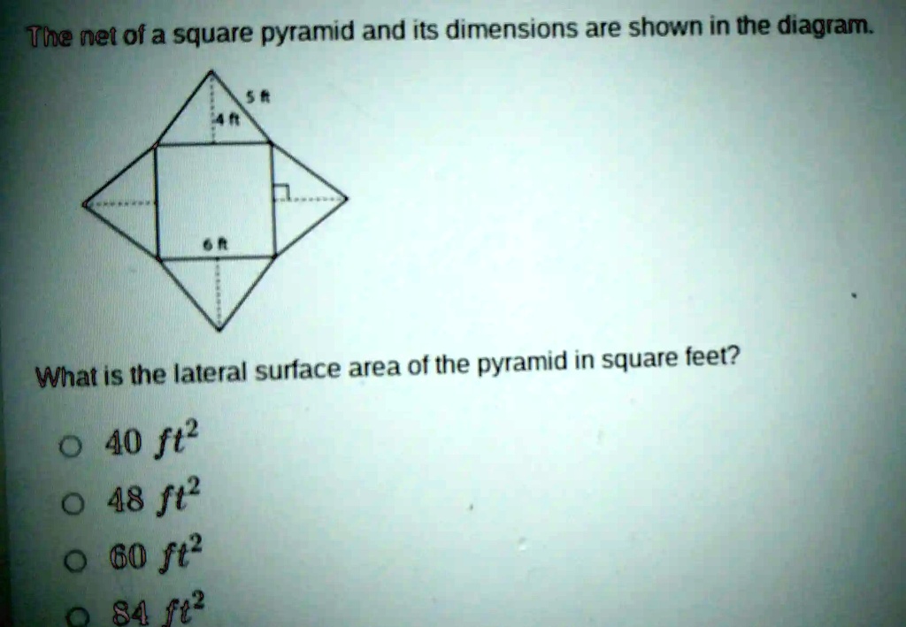 The net of a square pyramid and its dimensions are shown in the diagram ...
