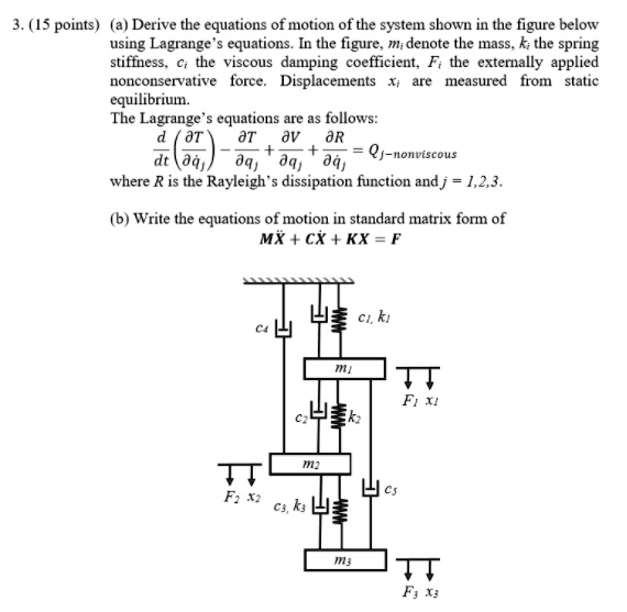 Solved 3 15 Points A Derive The Equations Of Motion Of The System