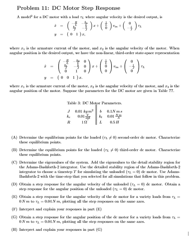 Problem 11 dc motor step response a modcl2 for a dc motor...