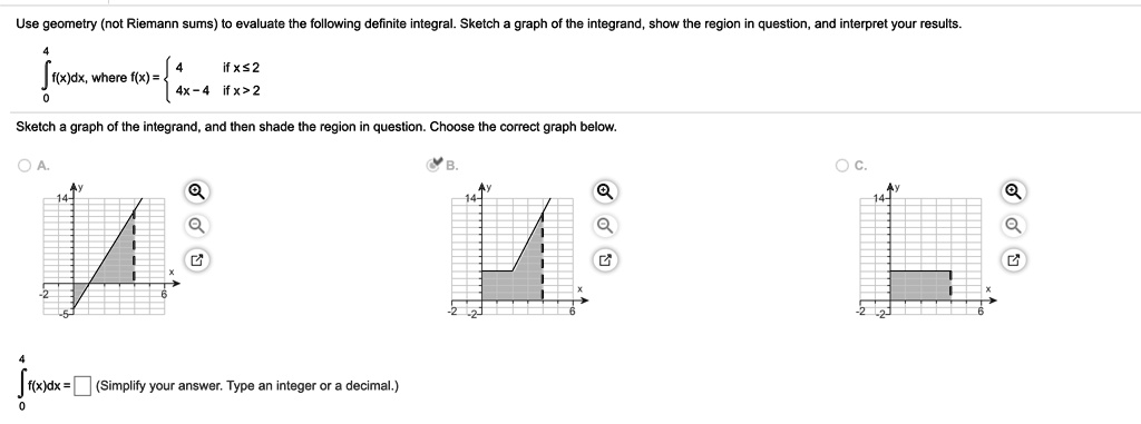 SOLVED: Use geometry (not Riemann sums) to evaluate the following ...
