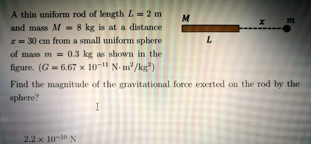 a thin uniform rod of length l 2 m m i and mass m 8 kg is at a distance ...