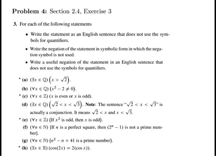 Solved Texts Problem 4 Section 2 4 Exercise 3 3 For Each Of The Following Statements