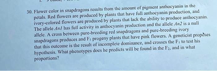 results from the amount of pigment anthocyanin in the 30 flower color ...