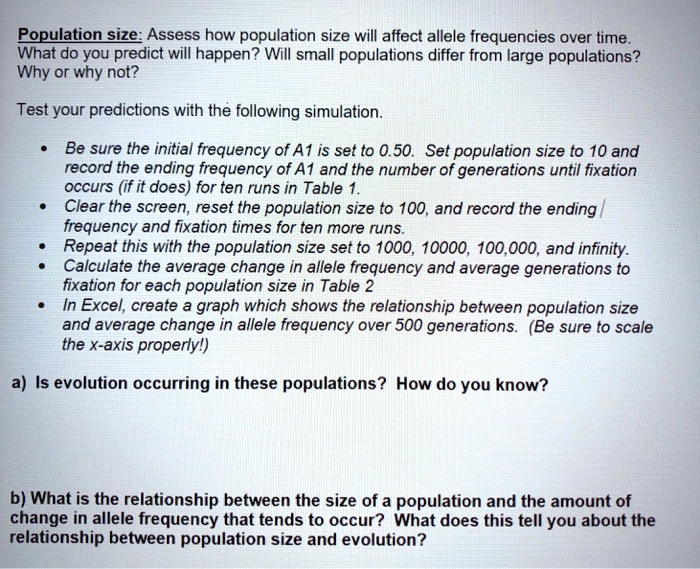 SOLVED: Population size: Assess how population size will affect allele ...