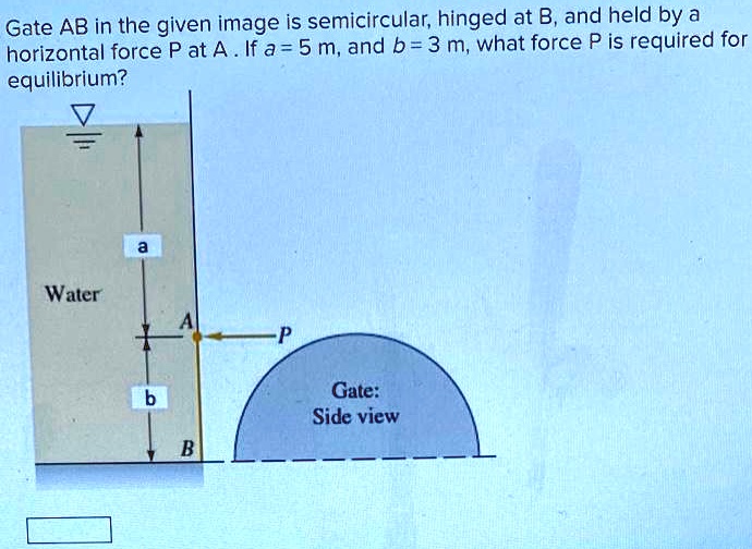 Gate AB in the given image is semicircular, hinged at B, and held by a ...