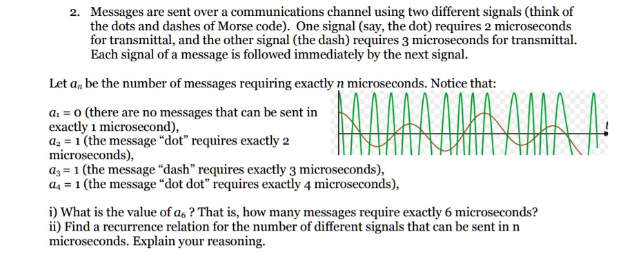 SOLVED: Messages are sent over a communications channel using two different signals (think of ...