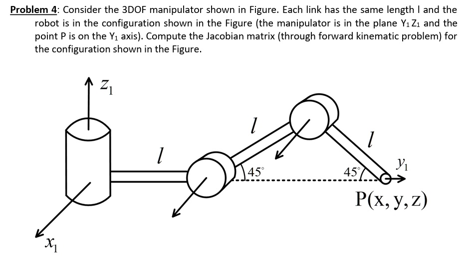 problem 4 consider the 3dof manipulator shown in figure each link has the same length i and the ...