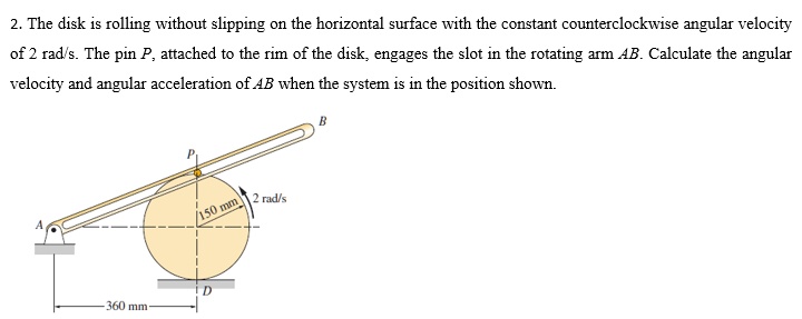 The disk is rolling without slipping on the horizontal surface with the constant ...