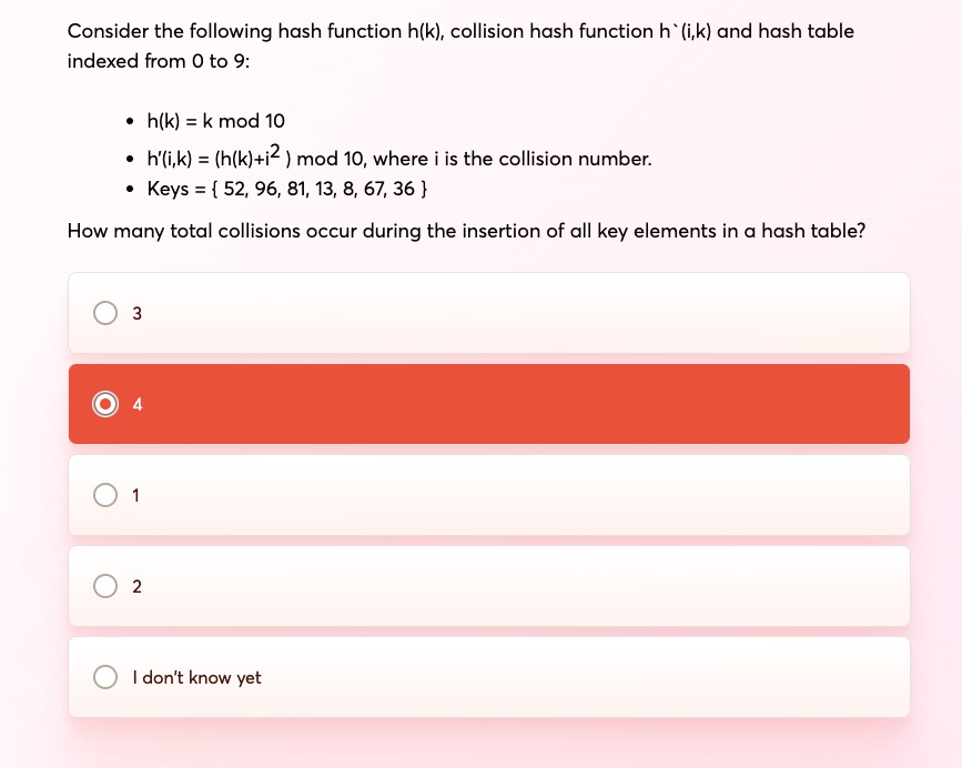 SOLVED: Consider the following hash function h(k).collision hash ... SOLVED: Consider the following hash function h(k).collision hash ...