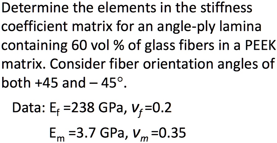 determine the elements in the stiffness coefficient matrix for an angle ...