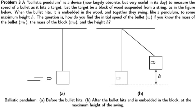 SOLVED: Problem 3 A ballistic pendulum" device (now largely obsolete, but very useful in its day ...
