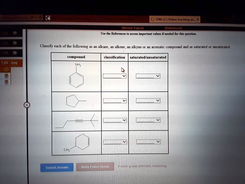 Use the References to access important values if needed for this question. Classify each of the ...