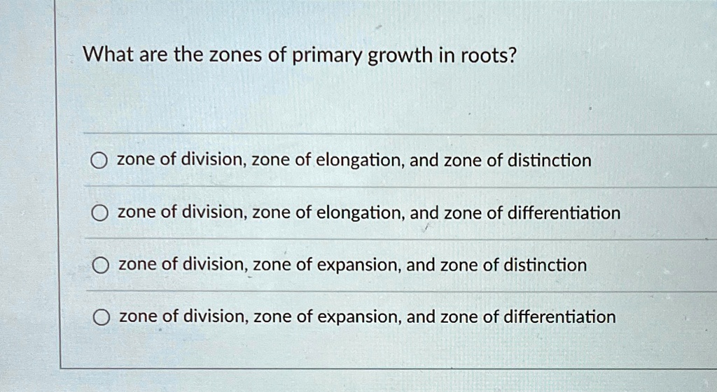what are the zones of primary growth in roots ozone of division zone of ...