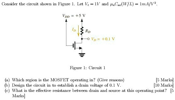 SOLVED: Consider the circuit shown in Figure 1. Let V = 1V and CorW/L ...