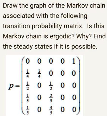 SOLVED: Draw the graph of the Markov chain associated with the ...