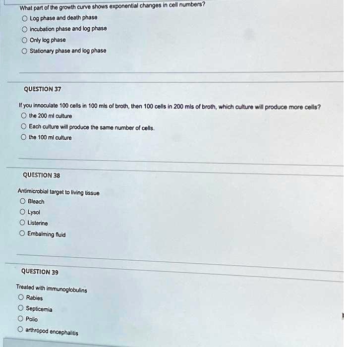 SOLVED: What part of the growth curve shows exponential changes in cell ...