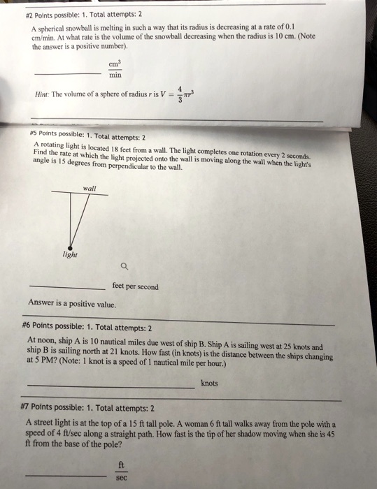 SOLVED: Points possible: Total attempts: spherical su bull melting such WDy' that its radius ...