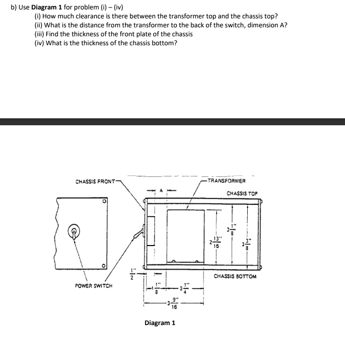 SOLVED: b)Use Diagram1 for problemi-(iv i How much clearance is there ...