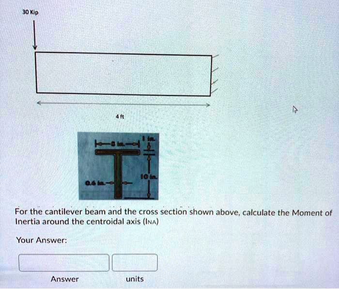 SOLVED: 30 kip For the cantilever beam and the cross section shown above, calculate the Moment ...
