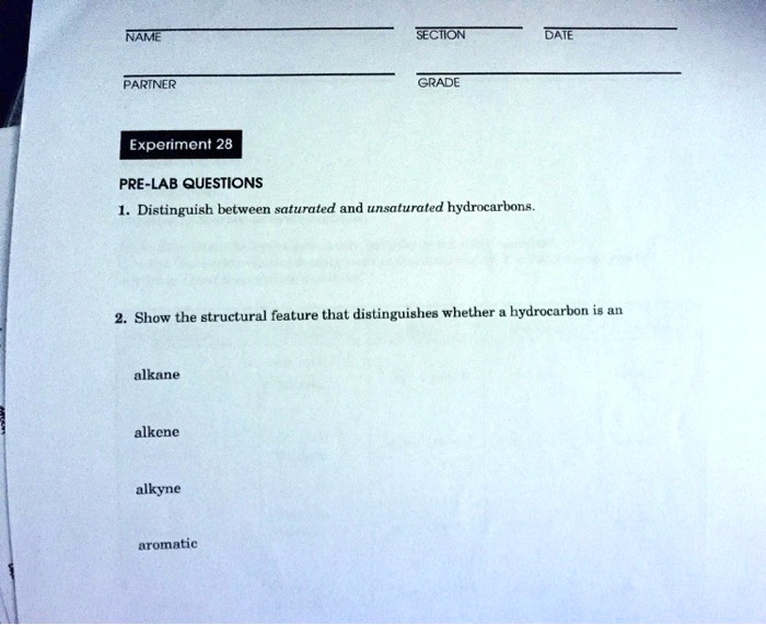 SOLVED: NAME SECTION DATE PARTNER GRADE Experiment 28 PRE-LAB QUESTIONS ... SOLVED: NAME SECTION DATE PARTNER GRADE Experiment 28 PRE-LAB QUESTIONS ...