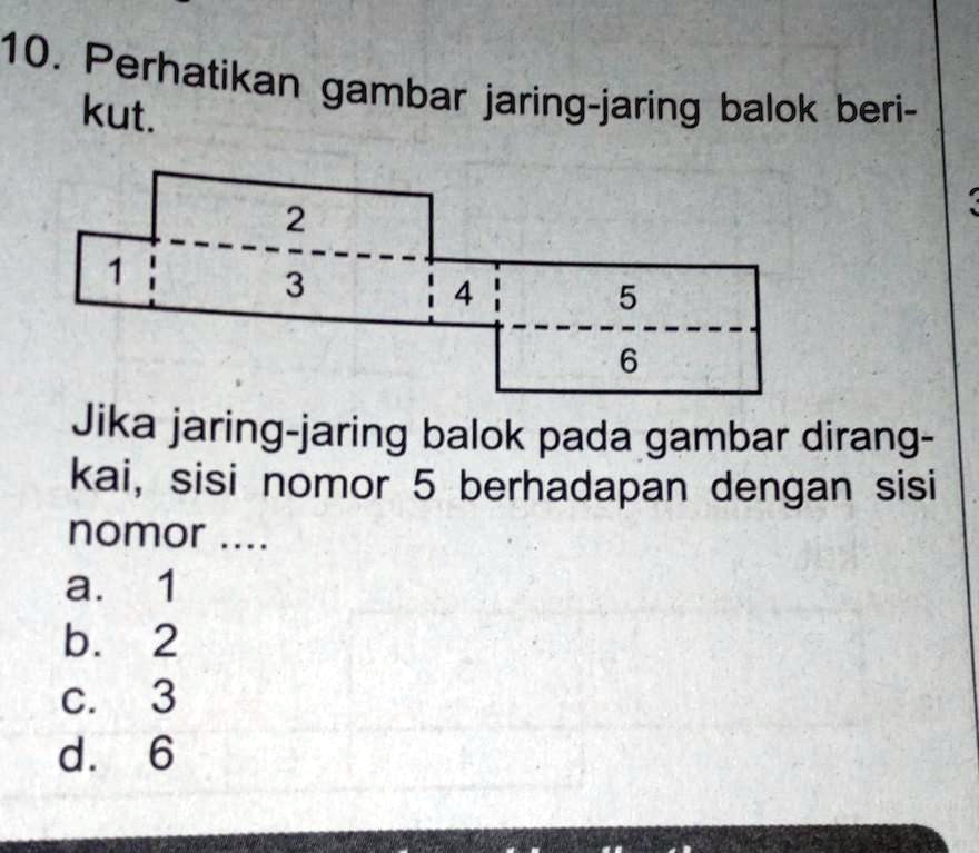 SOLVED: bantu jawab lagi y:-: 10 Perhatikan kut gambar jaring-jaring ... SOLVED: bantu jawab lagi y:-: 10 Perhatikan kut gambar jaring-jaring ...